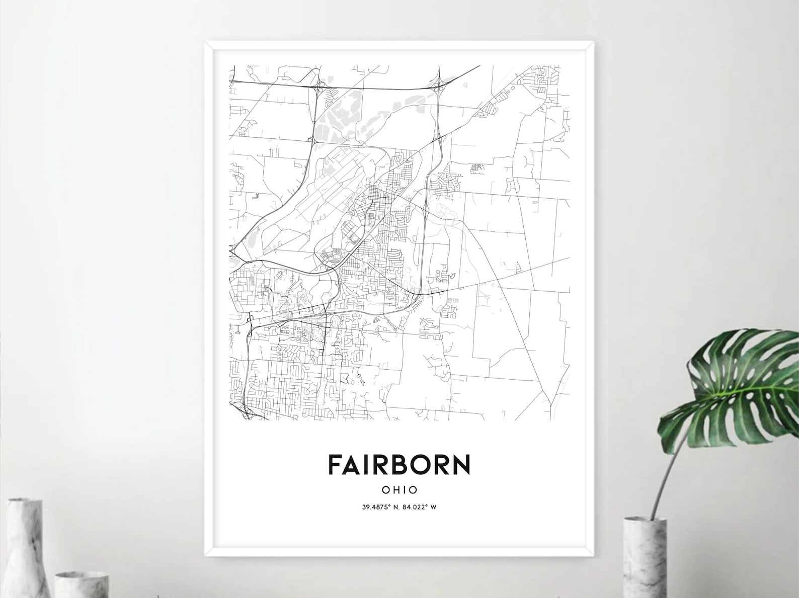 Fairborn Map Print, Fairborn Map Poster Wall Art, Oh City Map, Ohio ...