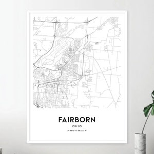 Fairborn Map Print Fairborn Map Poster Wall Art Oh City | Etsy