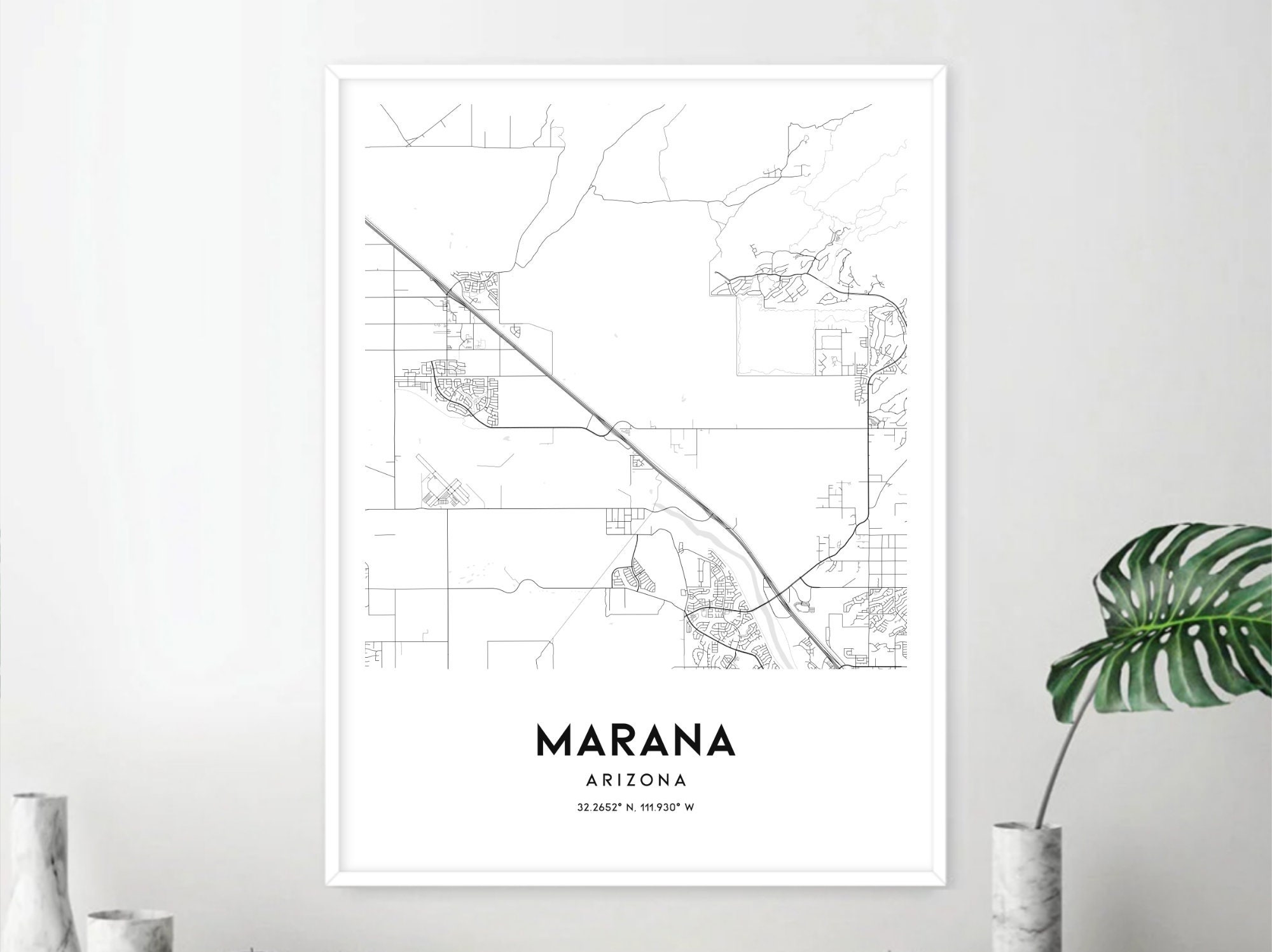 Marana Map Print, Marana Map Poster Wall Art, Az City Map, Arizona ...