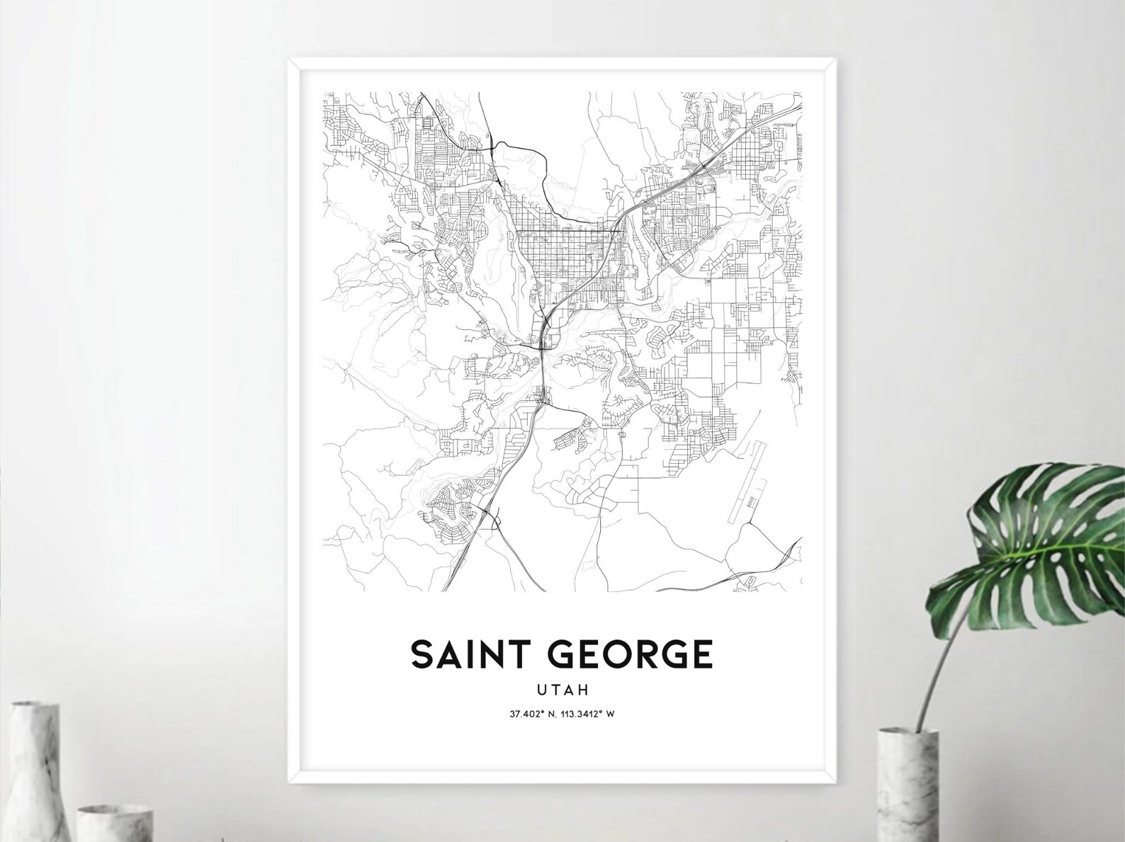 Saint George Map Print Saint George Map Poster Wall Art Ut | Etsy