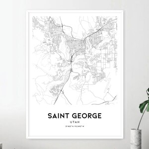 Saint George Map Print Saint George Map Poster Wall Art Ut | Etsy