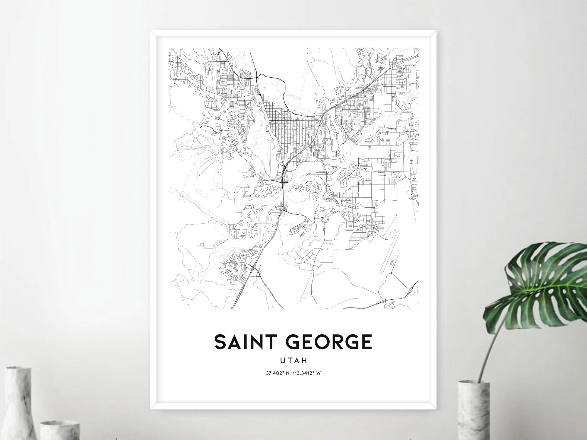 Saint George Map Print, Saint George Map Poster Wall Art, Ut City Map ...