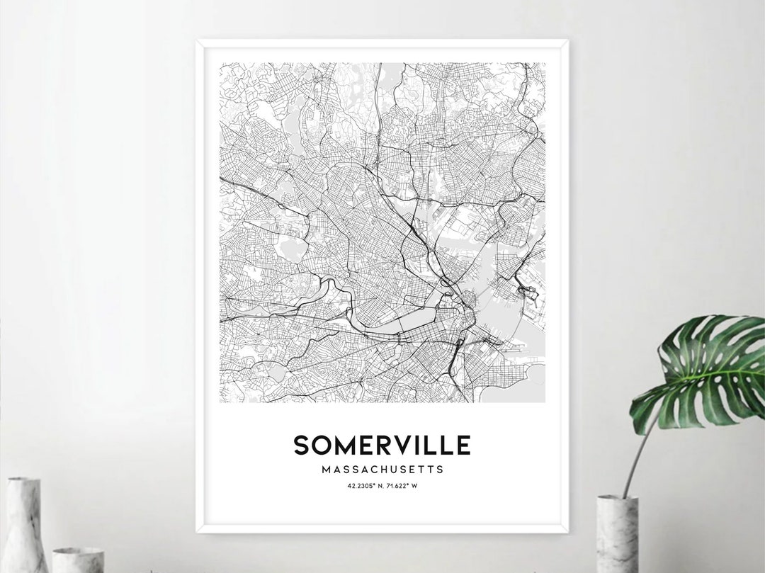 Somerville Map Print, Somerville Map Poster Wall Art, Ma City Map ...