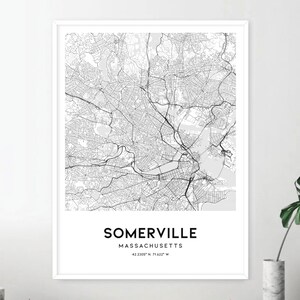 Somerville Map Print, Somerville Map Poster Wall Art, Ma City Map ...