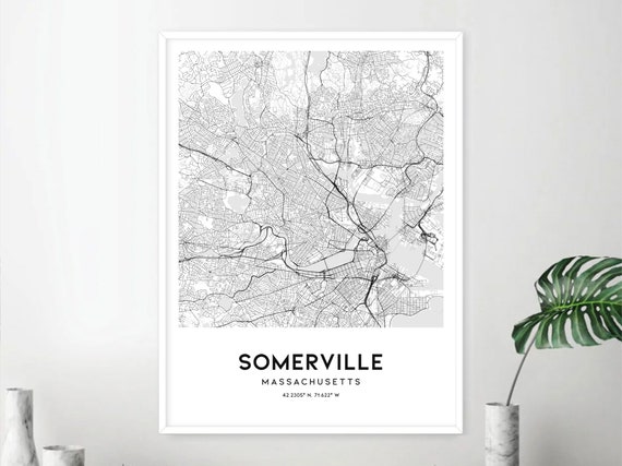 Somerville Map Print Somerville Map Poster Wall Art Ma City | Etsy