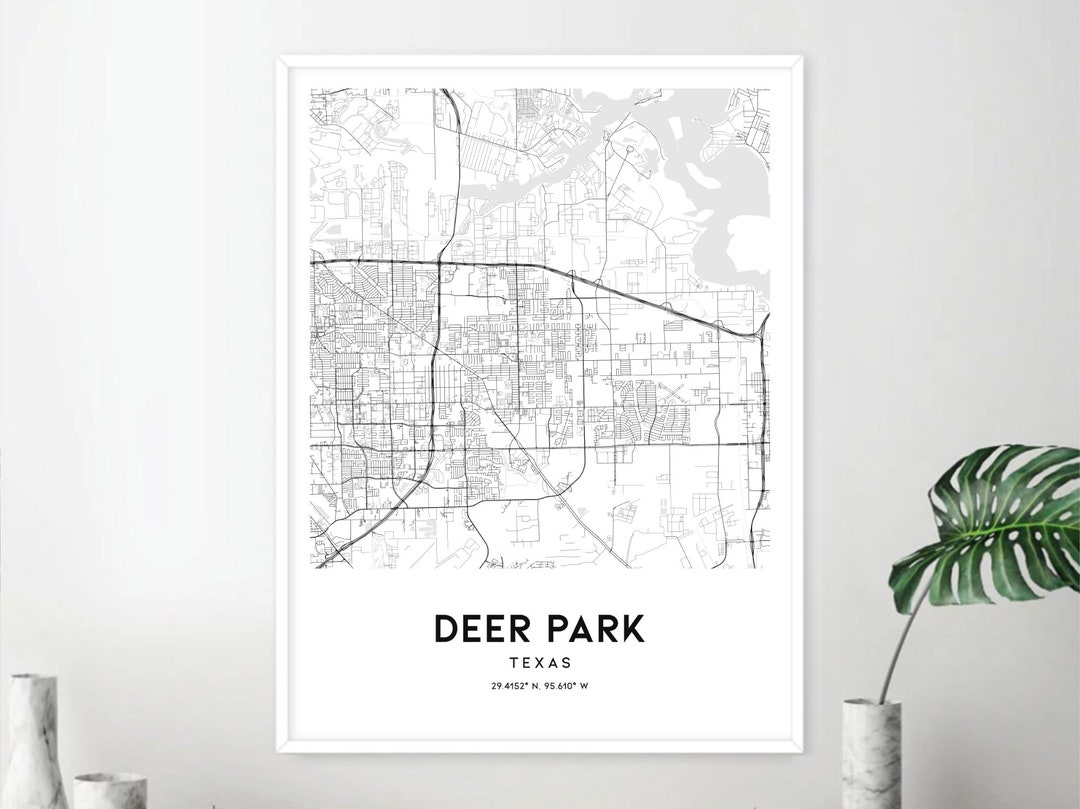 Deer Park Map Print, Deer Park Map Poster Wall Art, Tx City Map, Texas ...
