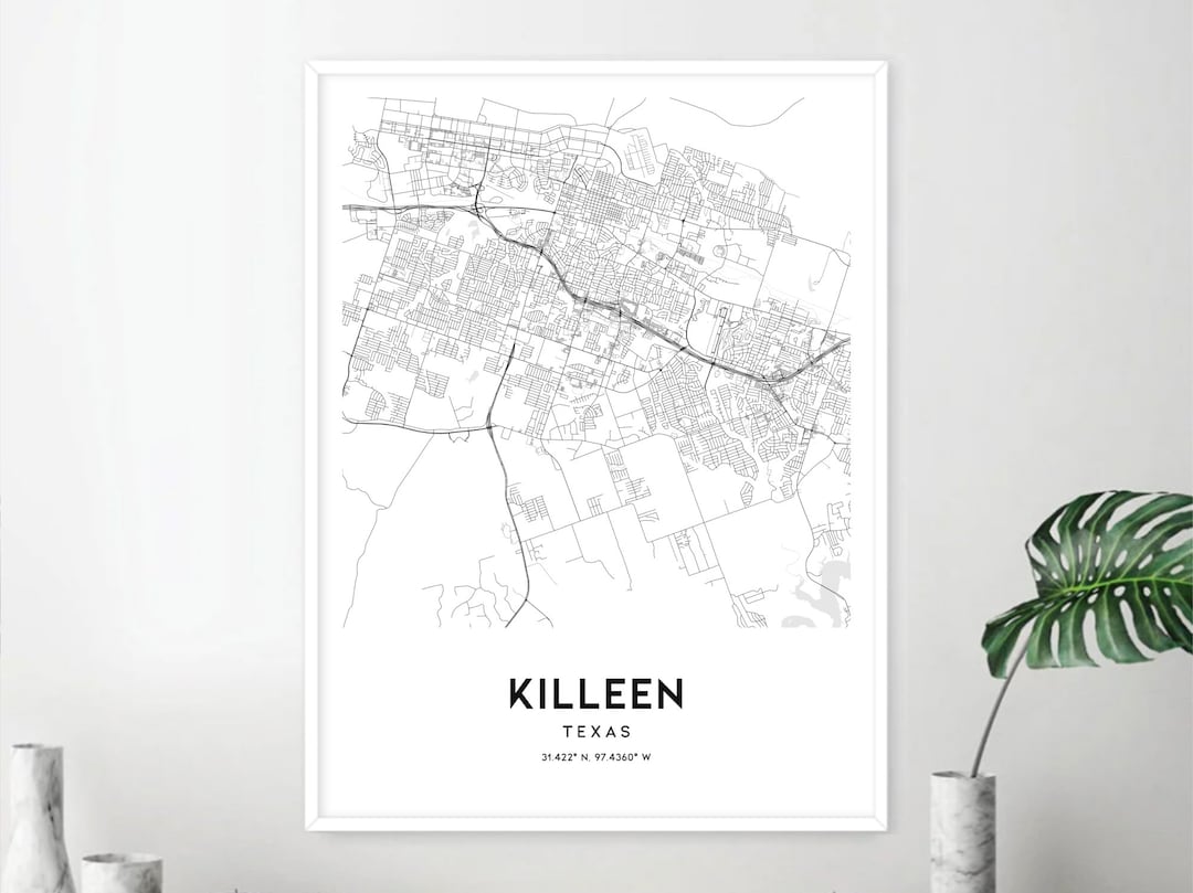Killeen Map Print, Killeen Map Poster Wall Art, Tx City Map, Texas ...