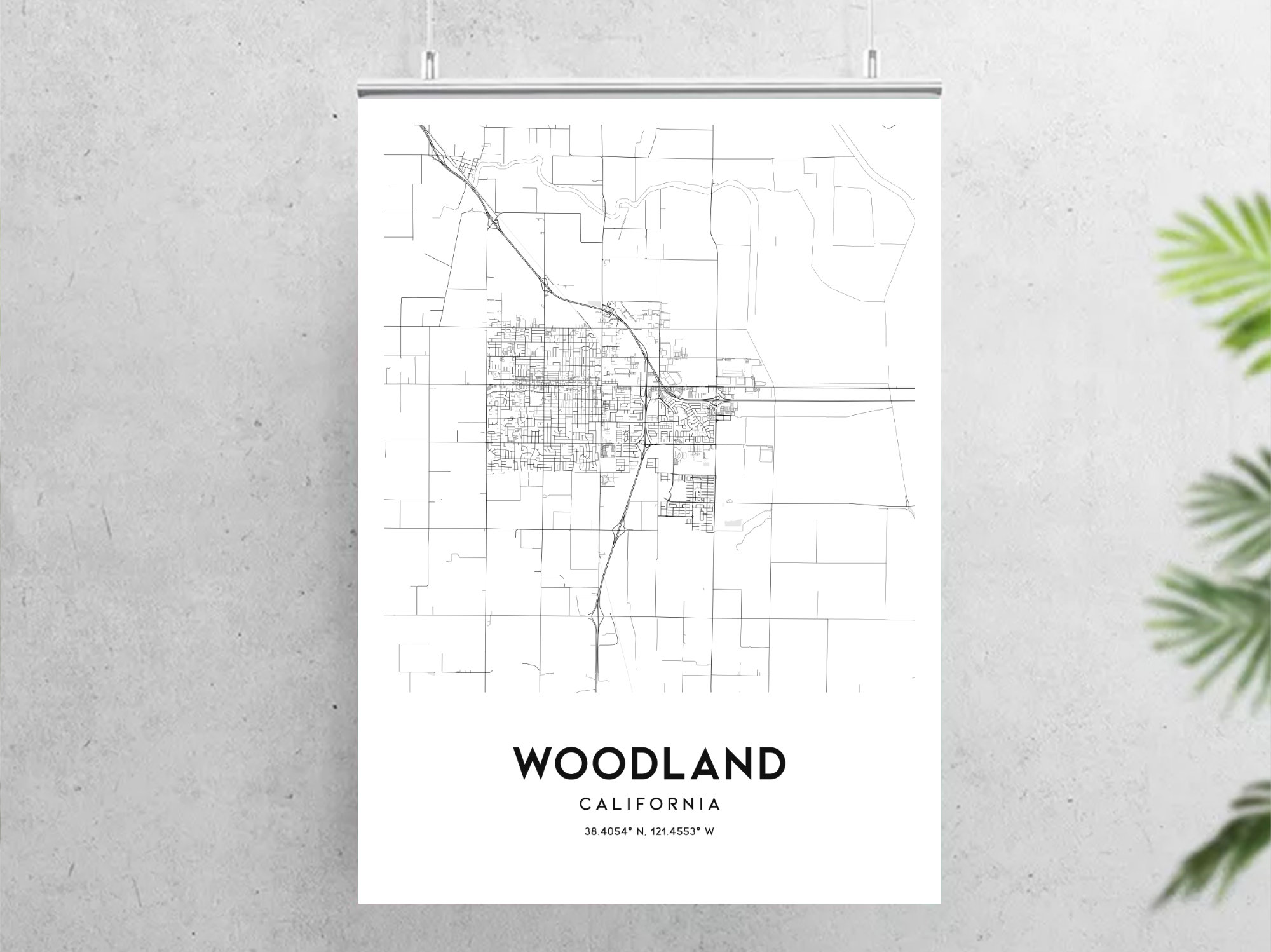 Woodland Map Print Woodland Map Poster Wall Art Ca City Map - Etsy
