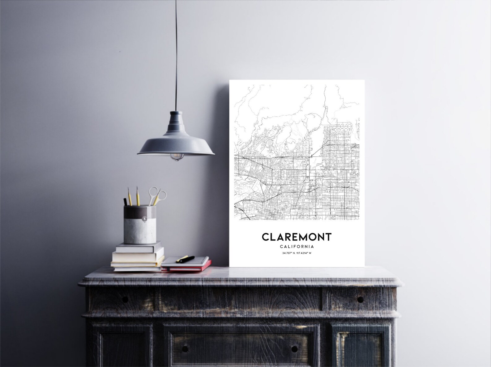 Claremont Map Print, Claremont Map Poster Wall Art, Ca City Map ...