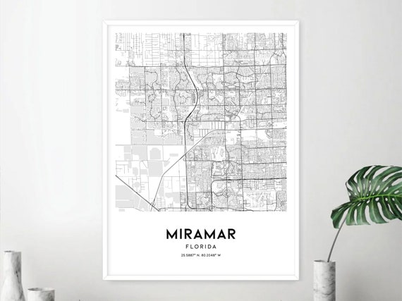 Miramar Map Print Miramar Map Poster Wall Art Fl City Map | Etsy