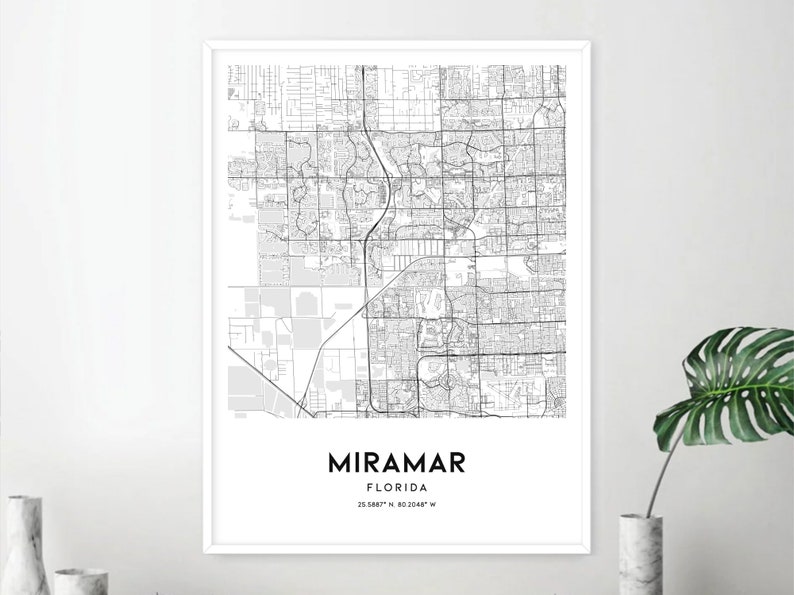 Miramar Map Print Miramar Map Poster Wall Art Fl City Map - Etsy