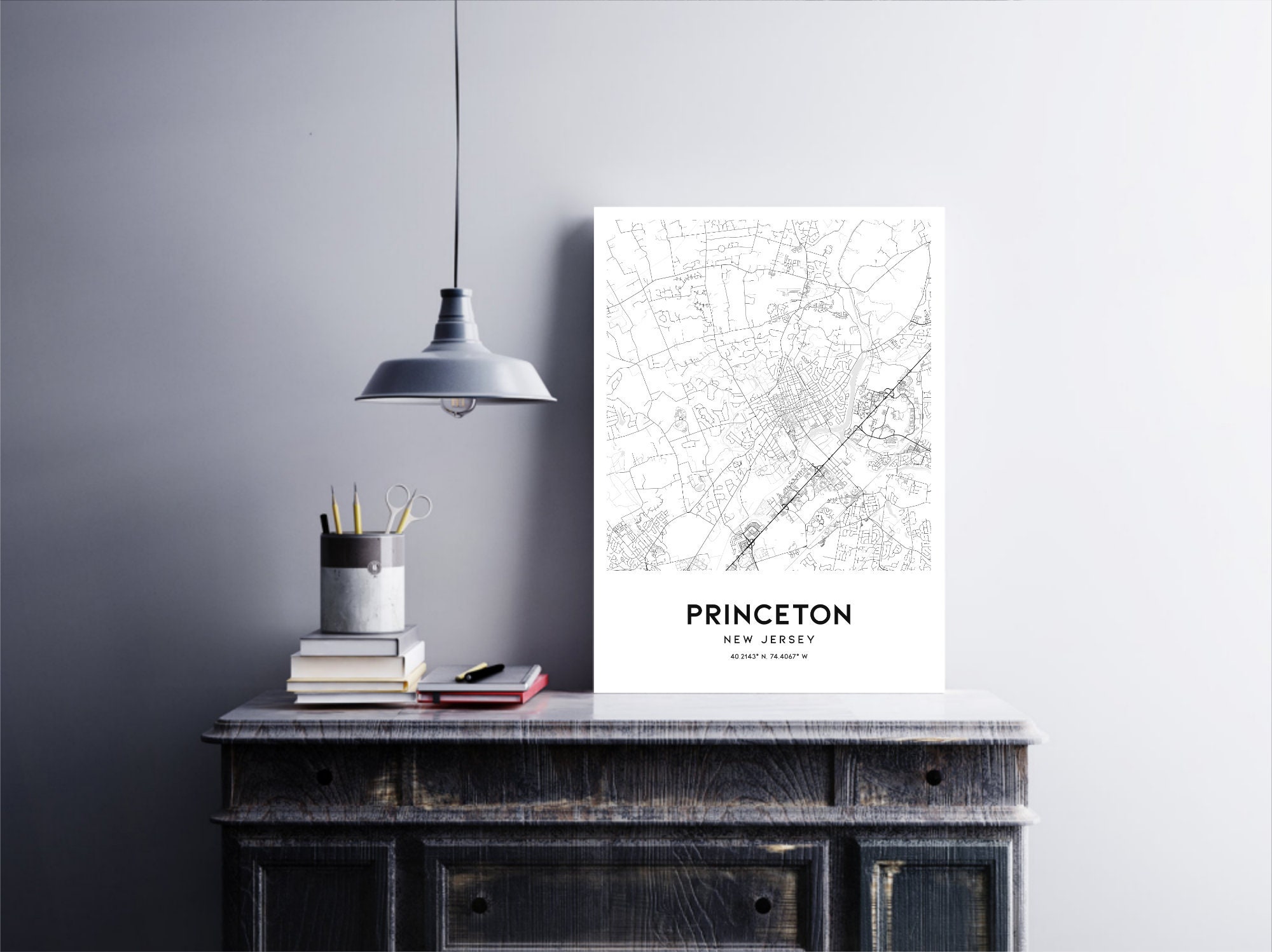 Princeton Map Print, Princeton Map Poster Wall Art, Nj City Map, New ...