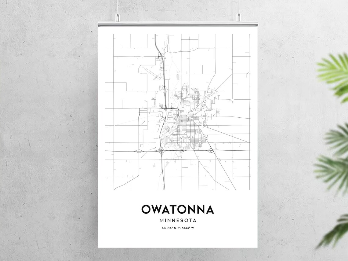 Owatonna Map Print Owatonna Map Poster Wall Art Mn City | Etsy