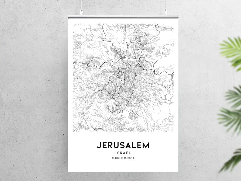 Jerusalem Map Print Jerusalem Map Poster Wall Art Jerusalem | Etsy