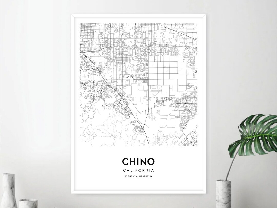 Chino Map Print Chino Map Poster Wall Art Ca City Map - Etsy