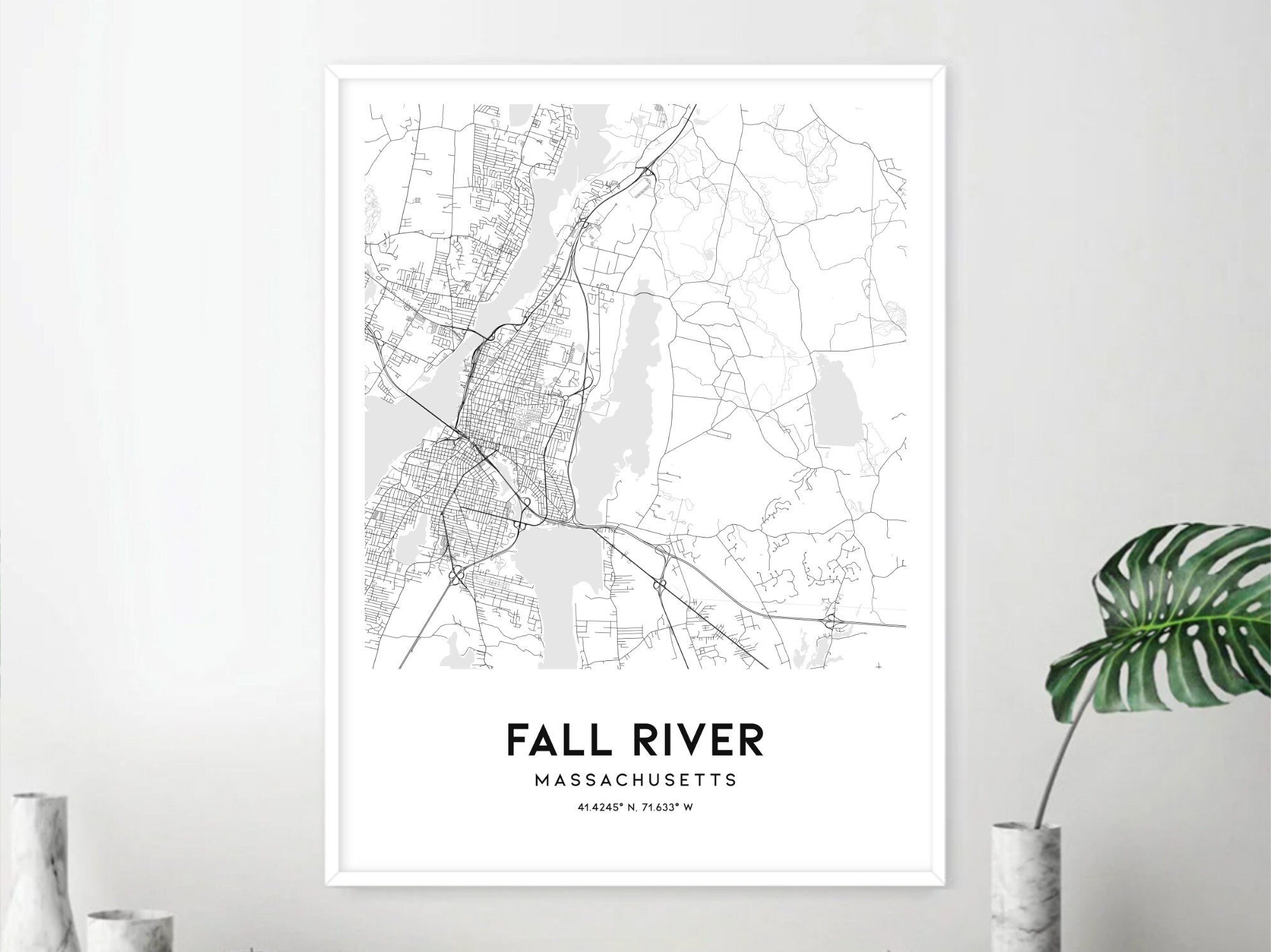 Fall River Map Print Fall River Map Poster Wall Art Ma City - Etsy ...