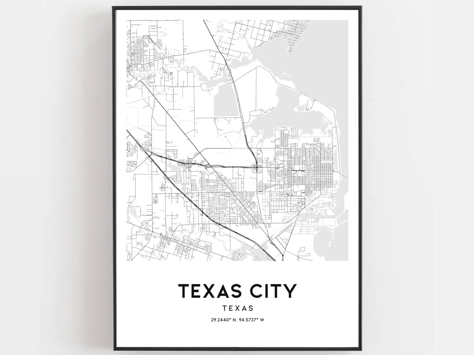Texas City Map Print Texas City Map Poster Wall Art Tx City | Etsy