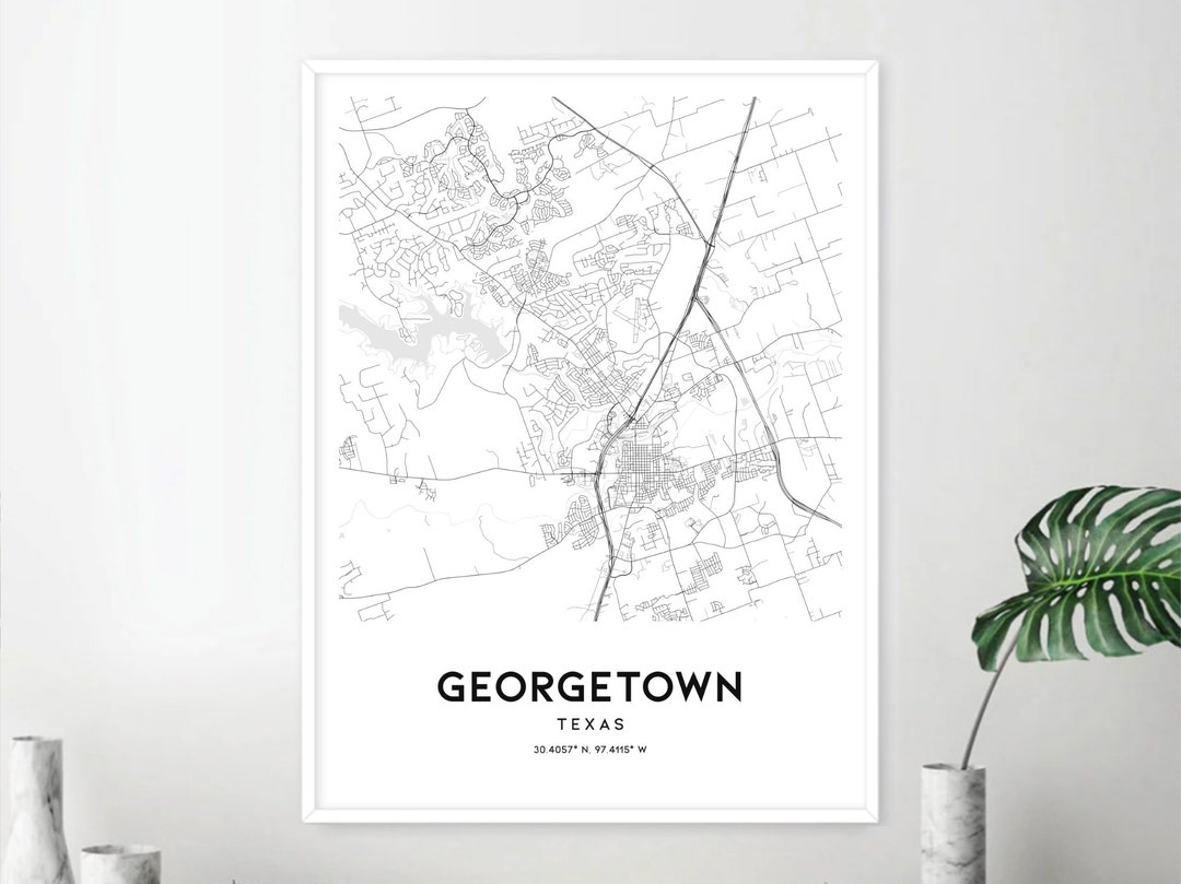 Georgetown Map Print Georgetown Map Poster Wall Art Tx City - Etsy
