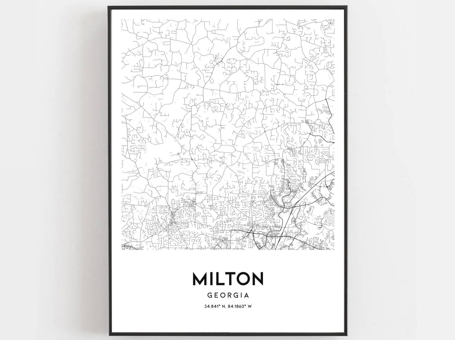 Milton Map Print Milton Map Poster Wall Art Ga City Map | Etsy
