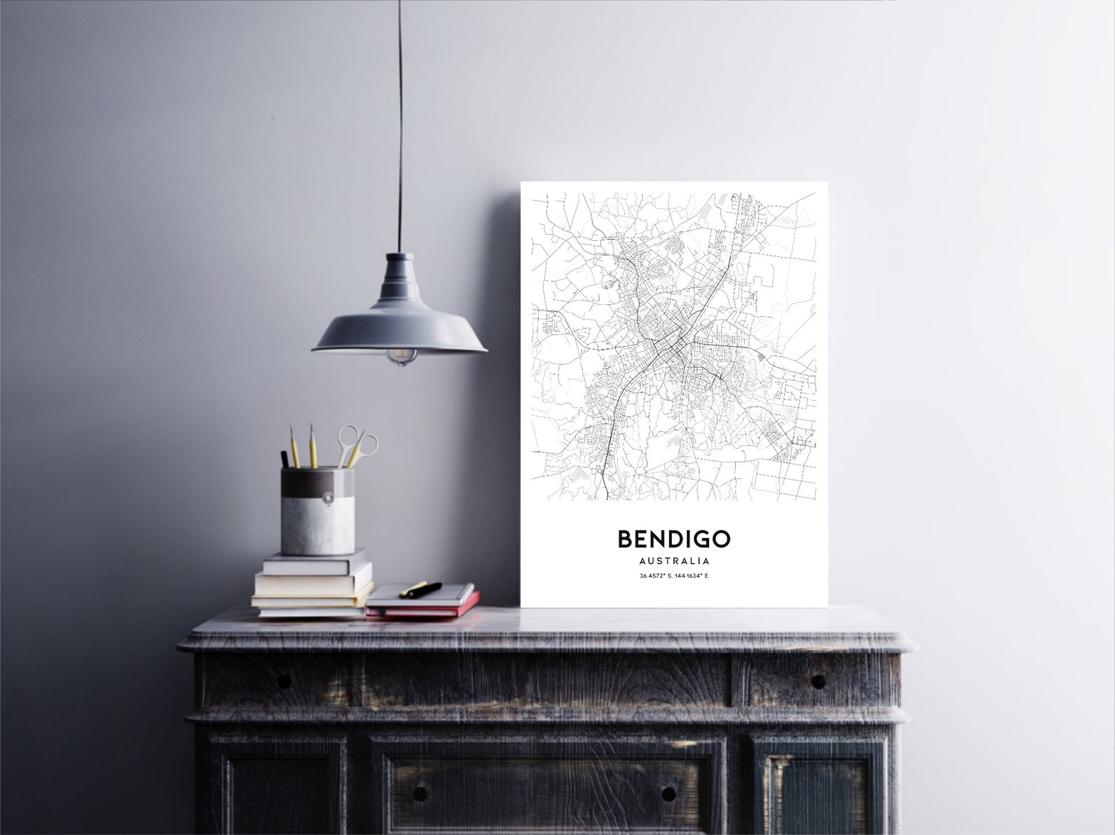 Bendigo Map Print, Bendigo Map Poster Wall Art, Bendigo City Map ...
