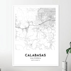Calabasas Map Print Calabasas Map Poster Wall Art Ca City - Etsy