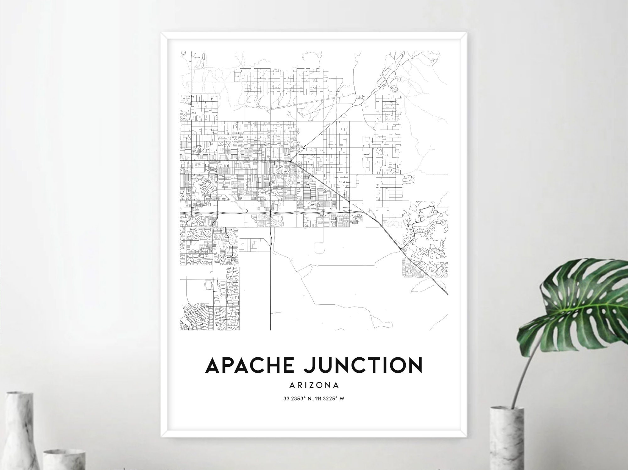 Wall Hangings Road Map Gift Az City Map B1612 Apache Junction Map ...