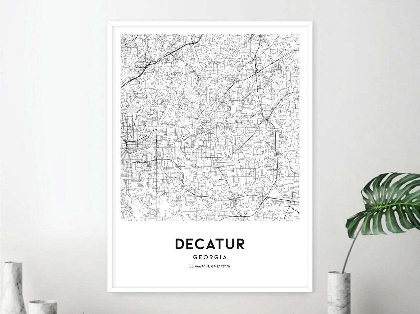 Decatur Map Print, Decatur Map Poster Wall Art, Ga City Map, Georgia ...