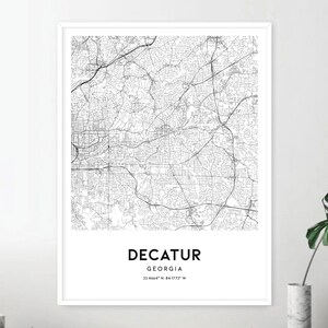 Decatur Map Print, Decatur Map Poster Wall Art, Ga City Map, Georgia ...