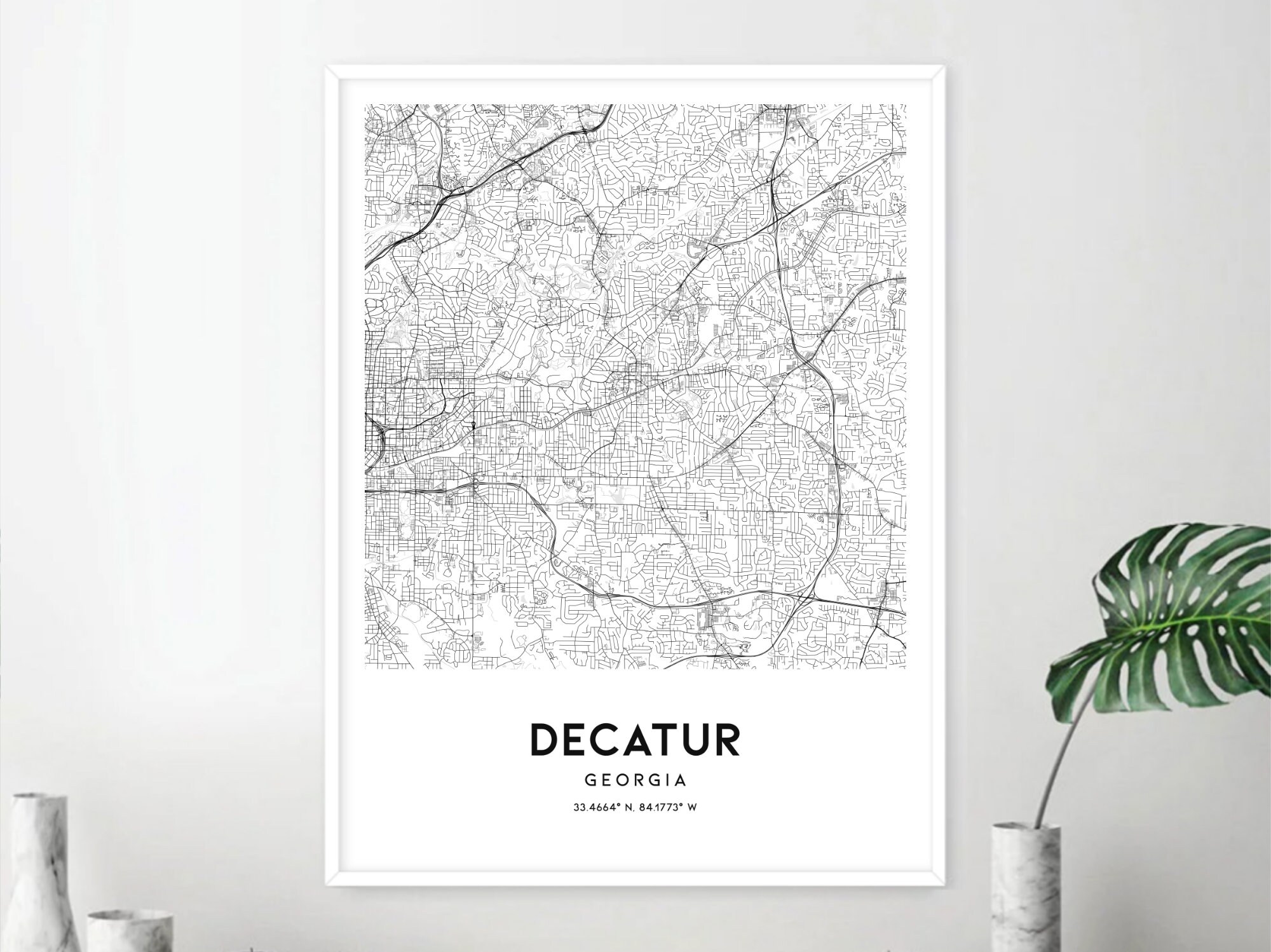Decatur Map Print, Decatur Map Poster Wall Art, Ga City Map, Georgia ...
