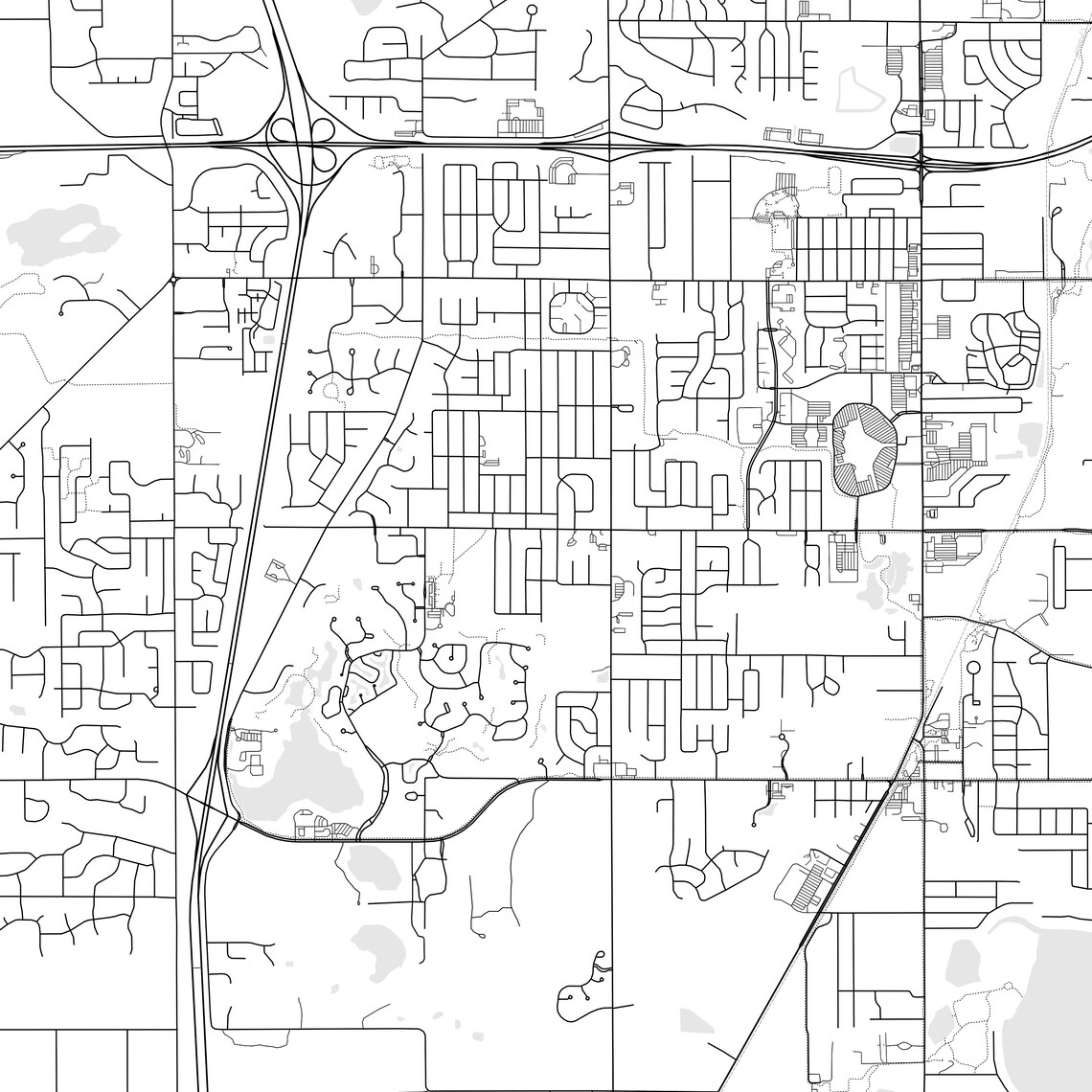 Portage Map Print, Portage Map Poster Wall Art, Mi City Map, Michigan ...