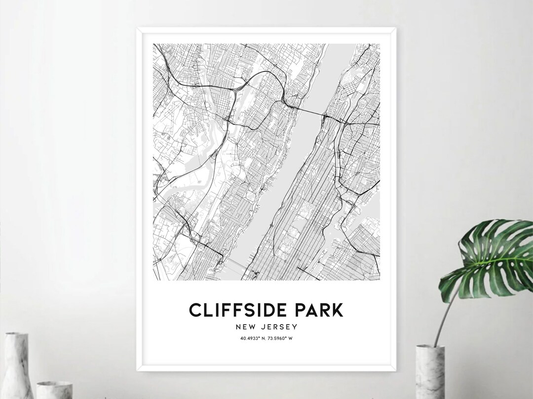 Cliffside Park Map Print, Cliffside Park Map Poster Wall Art, Nj City ...