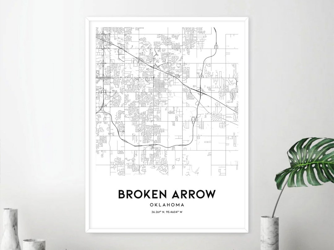 Broken Arrow Map Print, Broken Arrow Map Poster Wall Art, Ok City Map ...