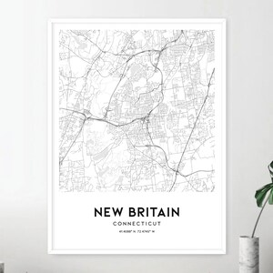 New Britain Map Print, New Britain Map Poster Wall Art, Ct City Map ...