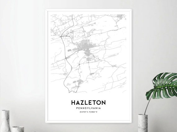 Hazleton Map Print Hazleton Map Poster Wall Art Pa City Map | Etsy