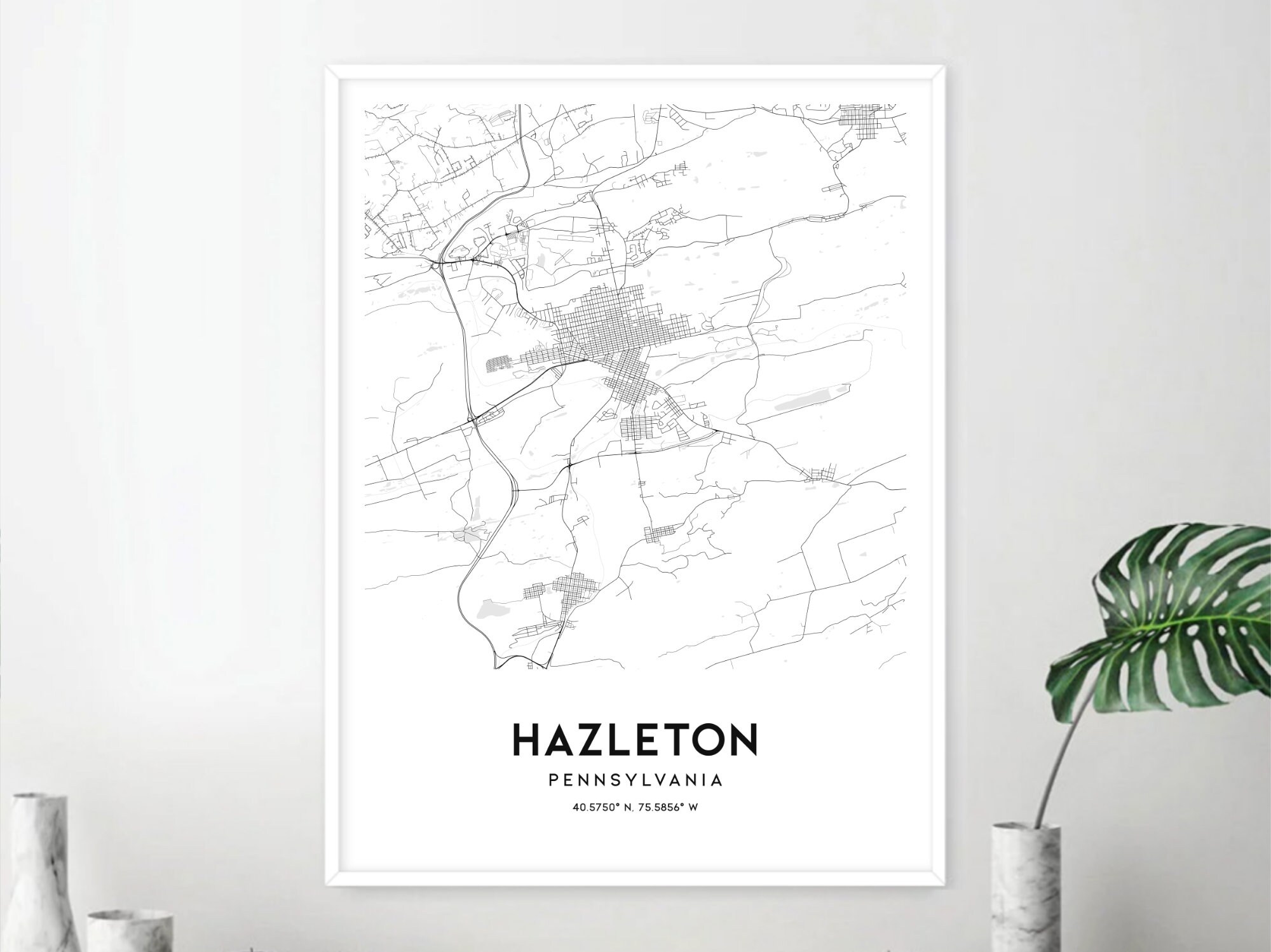 Hazleton Map Print Hazleton Map Poster Wall Art Pa City Map | Etsy