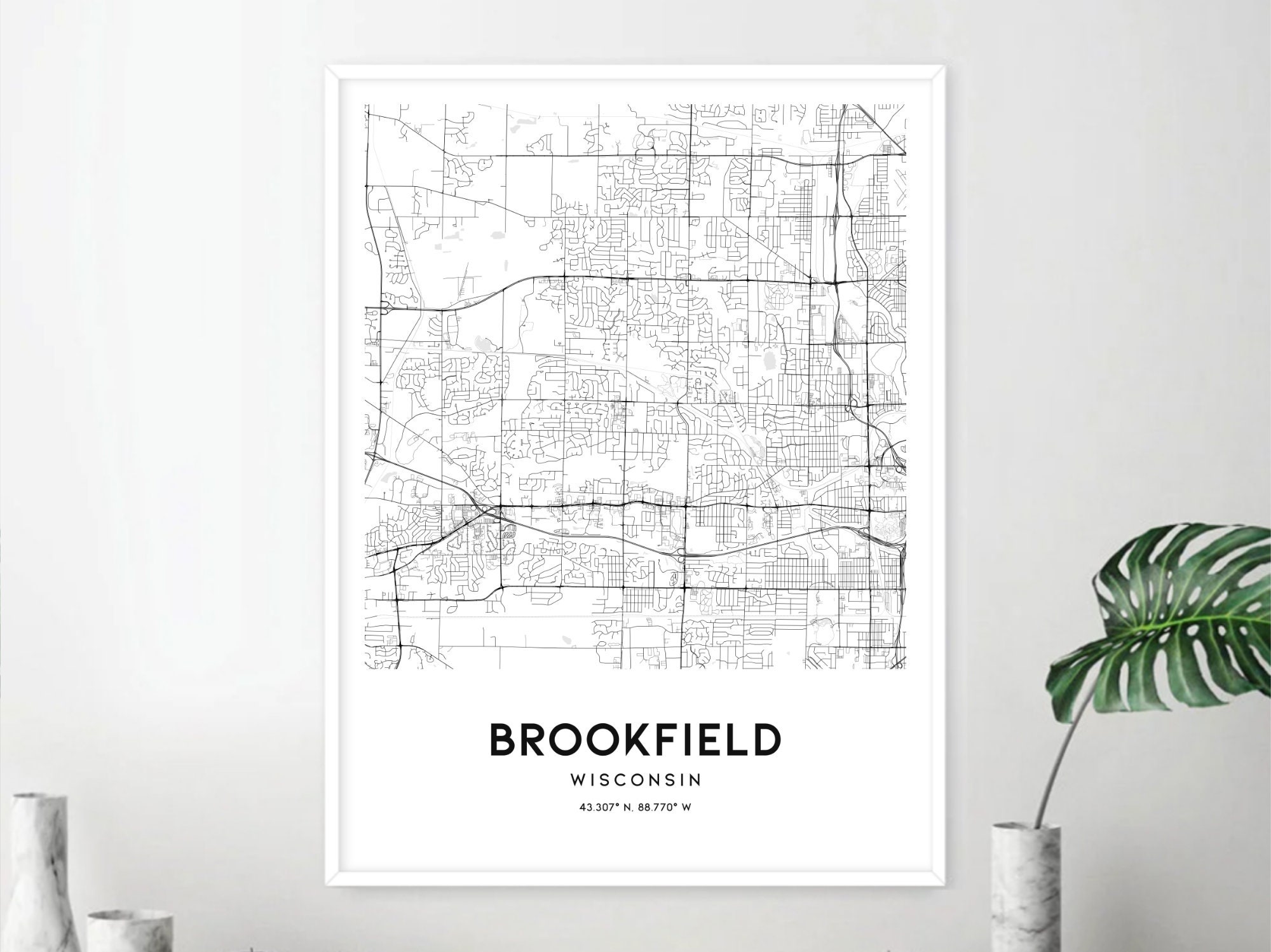 Brookfield Map Print Brookfield Map Poster Wall Art Wi City - Etsy