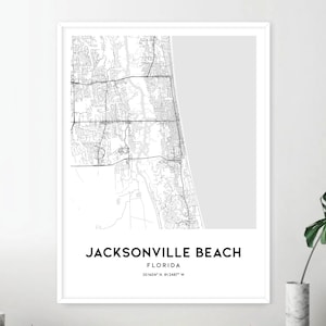 Jacksonville Beach Map Print, Jacksonville Beach Map Poster Wall Art ...