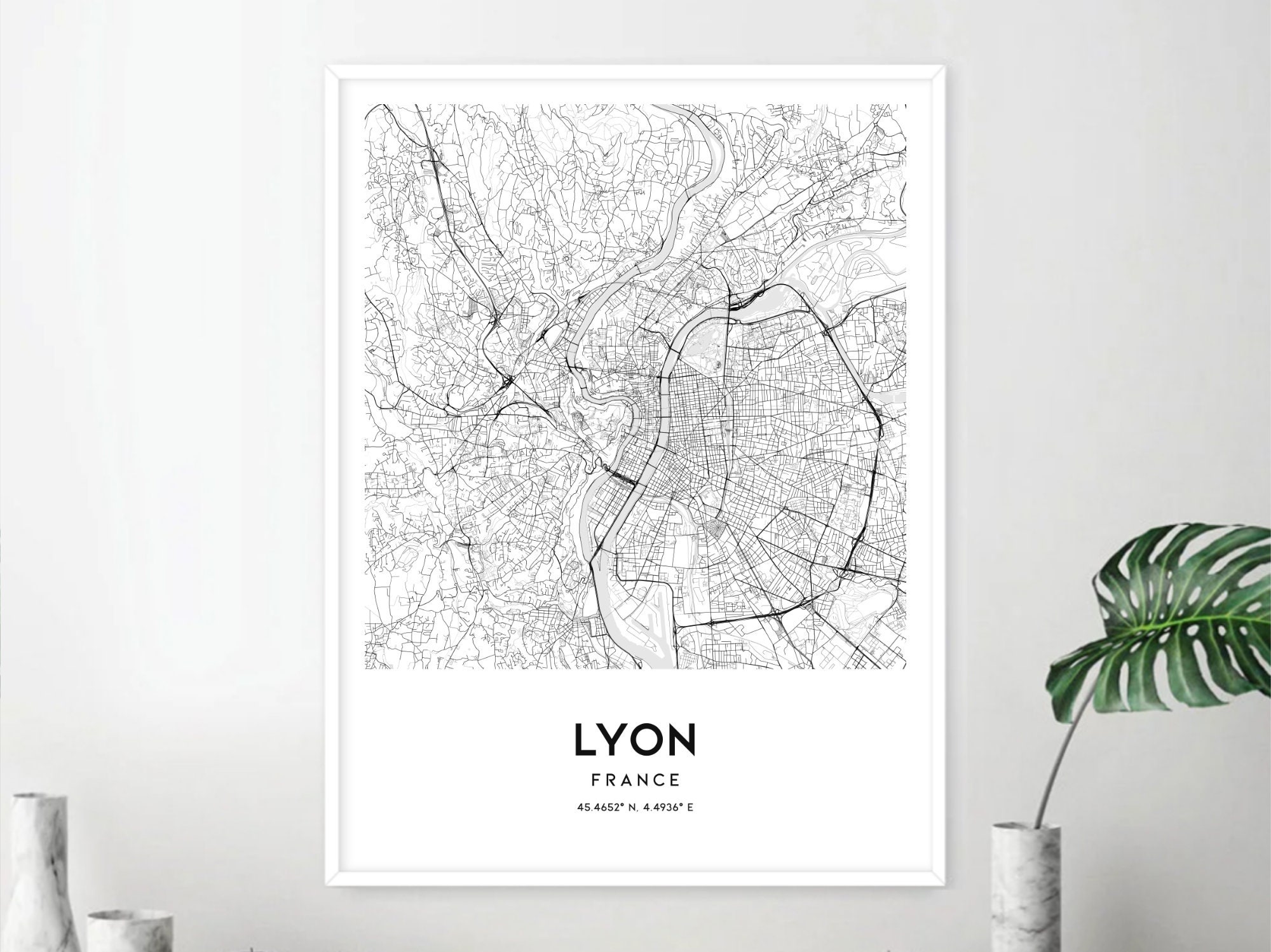 Lyon Map Print Lyon Map Poster Wall Art Lyon City Map Lyon - Etsy