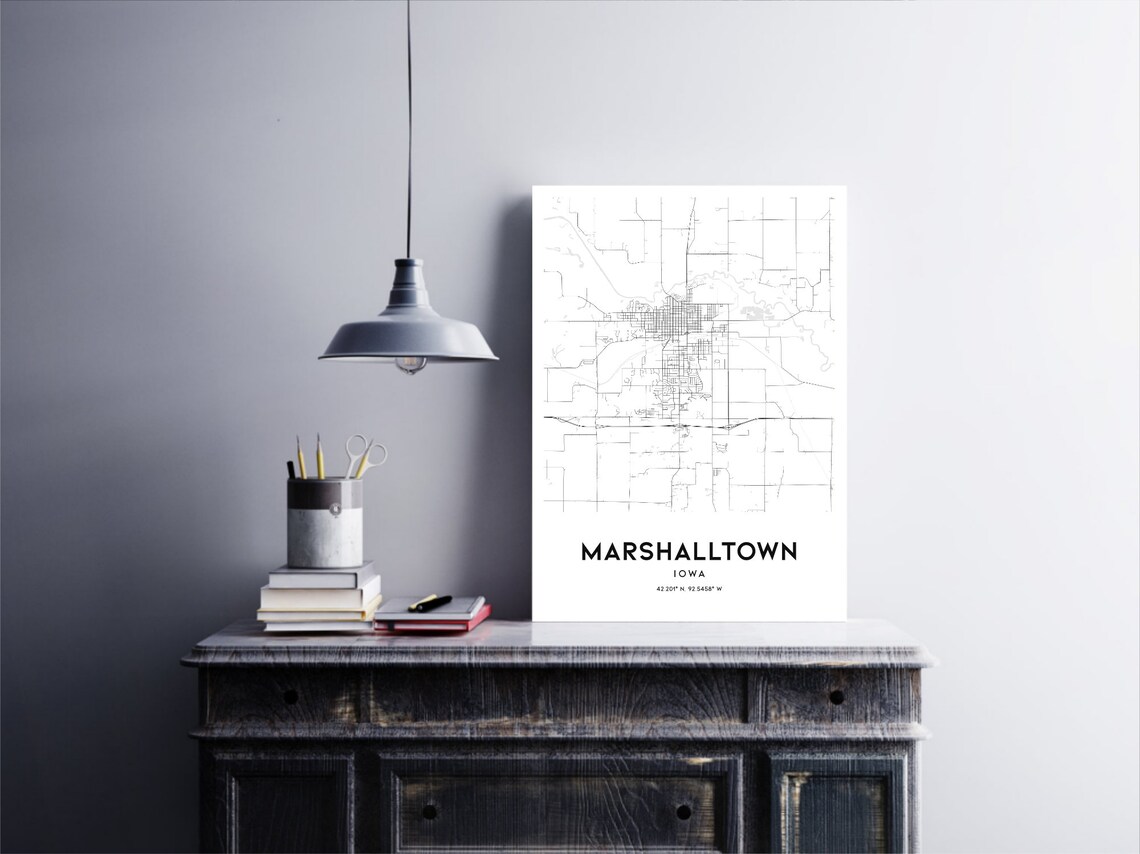 Marshalltown Map Print Marshalltown Map Poster Wall Art Ia - Etsy