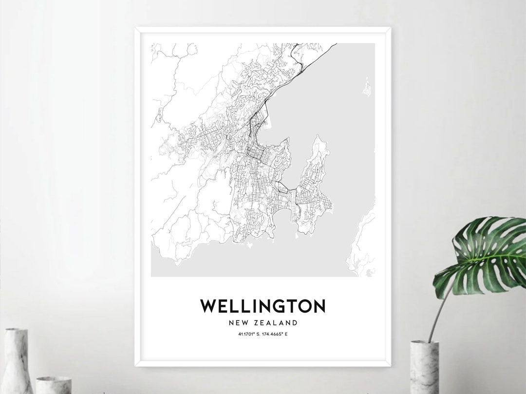 Wellington Map Print, Wellington Map Poster Wall Art, Wellington City ...