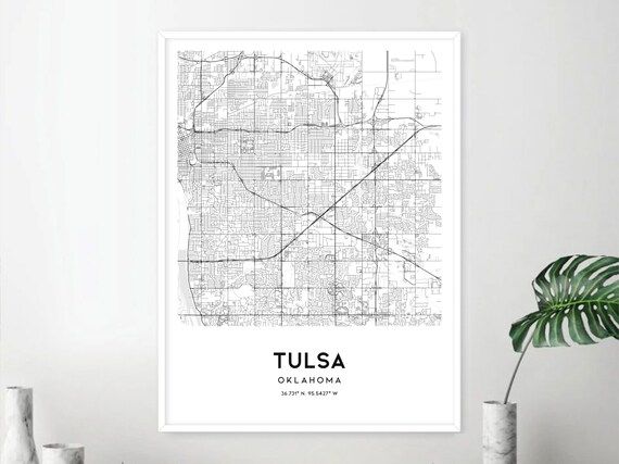 Tulsa Map Print Tulsa Map Poster Wall Art Ok City Map | Etsy
