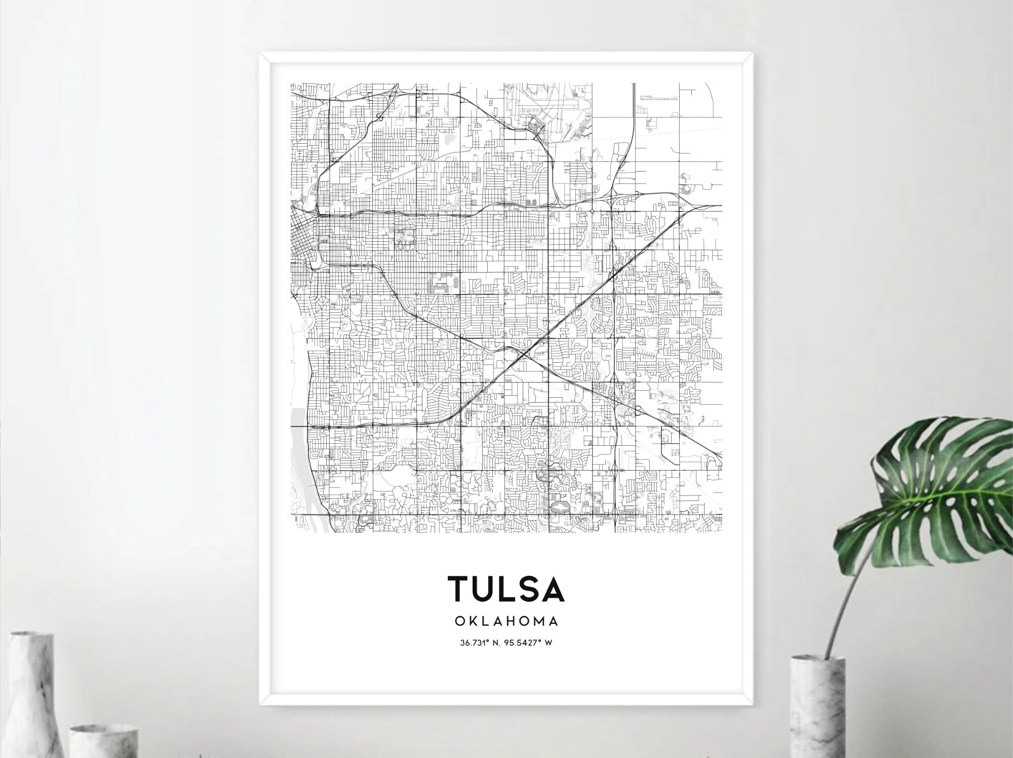 Tulsa Map Print, Tulsa Map Poster Wall Art, Ok City Map, Oklahoma Print ...
