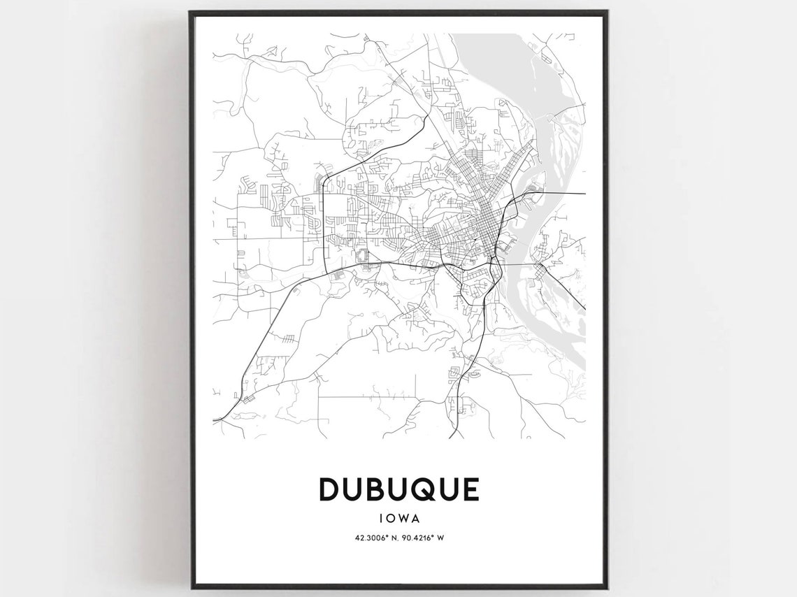 Dubuque Map Print Dubuque Map Poster Wall Art Ia City Map | Etsy