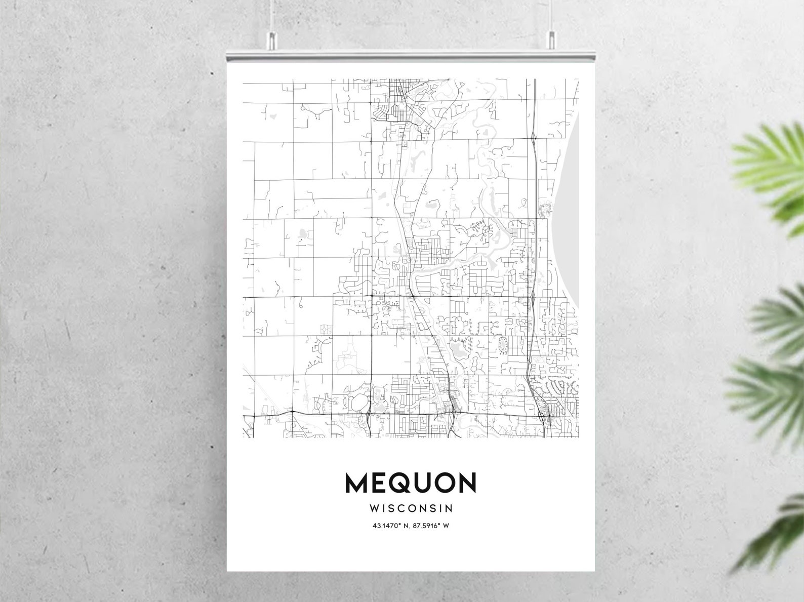 Mequon Map Print Mequon Map Poster Wall Art Wi City Map | Etsy