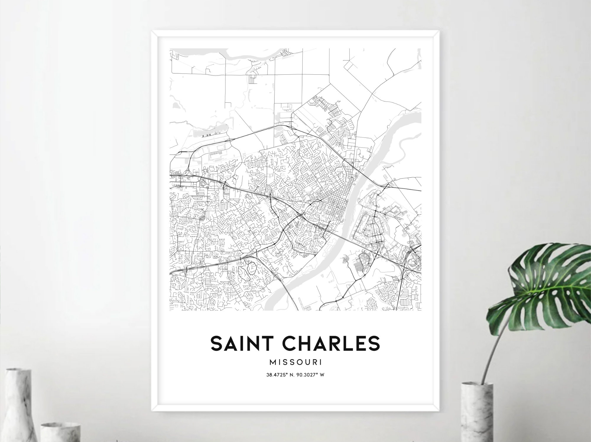 Saint Charles Map Print, Saint Charles Map Poster Wall Art, Mo City Map ...