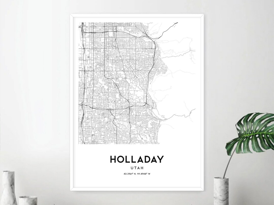 Holladay Map Print, Holladay Map Poster Wall Art, Ut City Map, Utah ...