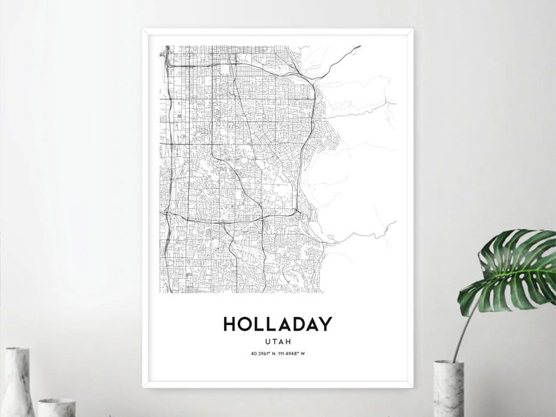 Holladay Map Print, Holladay Map Poster Wall Art, Ut City Map, Utah ...