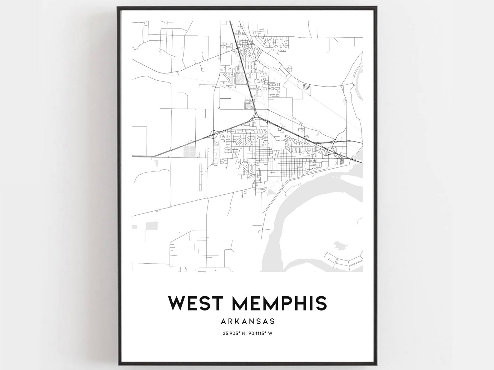 West Memphis Map Print West Memphis Map Poster Wall Art Ar | Etsy