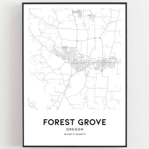 Forest Grove Map Print Forest Grove Map Poster Wall Art or | Etsy