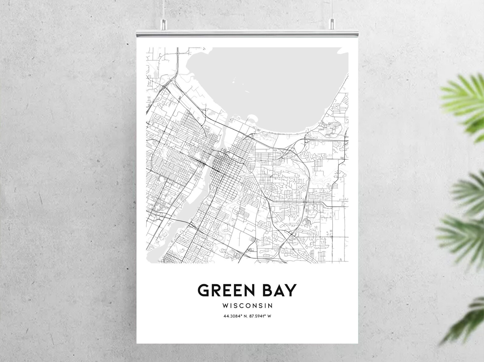 Green Bay Map Print Green Bay Map Poster Wall Art Wi City | Etsy